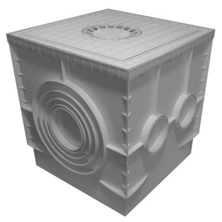 REGARD DE BRANCHEMENT EN PP 500X500 AVEC SIPHON GRIS